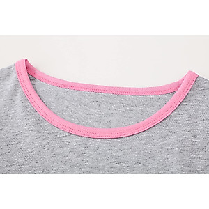 UNICABBIT21 Pajamas for Girls Cute Cat Unicorn Long Sleeve and Pants PJS Set Big Kids Cotton Sleepwear Set Size 6-16 (16, Grey&Pink)