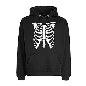 AOBUTE Adult Lightweight Skeleton Hoodie Drawstring Halloween Pocket Hooded Pullover XL