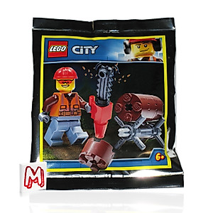 LEGO City MiniFigure - Forester Lumberjack Tree Trimmer (with Chainsaw and Tree Log)