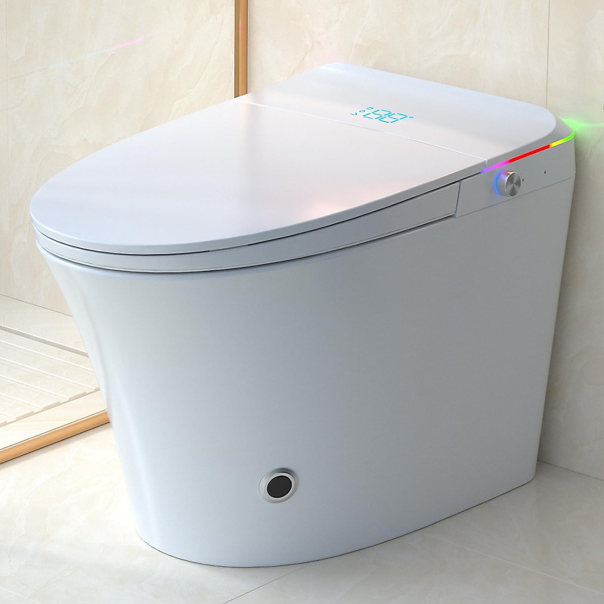 TEISVAY Smart Toilet with Bidet Built in, Auto Open & Close Smart Toilet with Foot Sensing, Smart Bidet Toilet with Heated Seat Smart Toilets for Bathroom with User Habit Setting