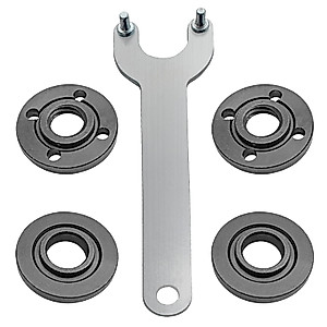Grinder Angle Wrench with 4-Pack 5/8-11 Spanner Metal Lock Nut, Compatible with Dewalt Milwaukee Makita 193465-4 Bosch Black & Decker Ryobi 4.5" 5" 5/8-11