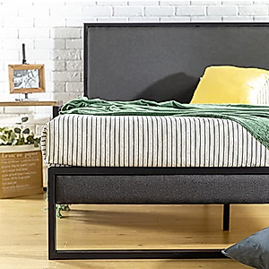 ZINUS Christina Upholstered Platform Bed Frame with Headboard, No Box Spring Needed, Wood Slat Support, Easy Assembly, Queen