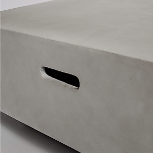 AJ Enjoy 60" Firepit Table for Outside, 50,000 BTU Large Rectangular Concrete Outdoor Firepit Tables, Laval Rocks, Side Handles, Fits 20lb Tank Outside, Grey