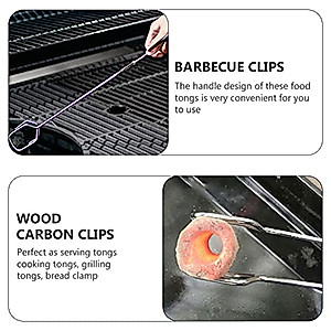 FRCOLOR 2pcs Firewood Tongs Fireplace Log Tong Log Outdoor Barbecue Long Log Tweezer Wrought Iron Log Claw Large Grabber for Wood Stove Outdoor Campfire Black