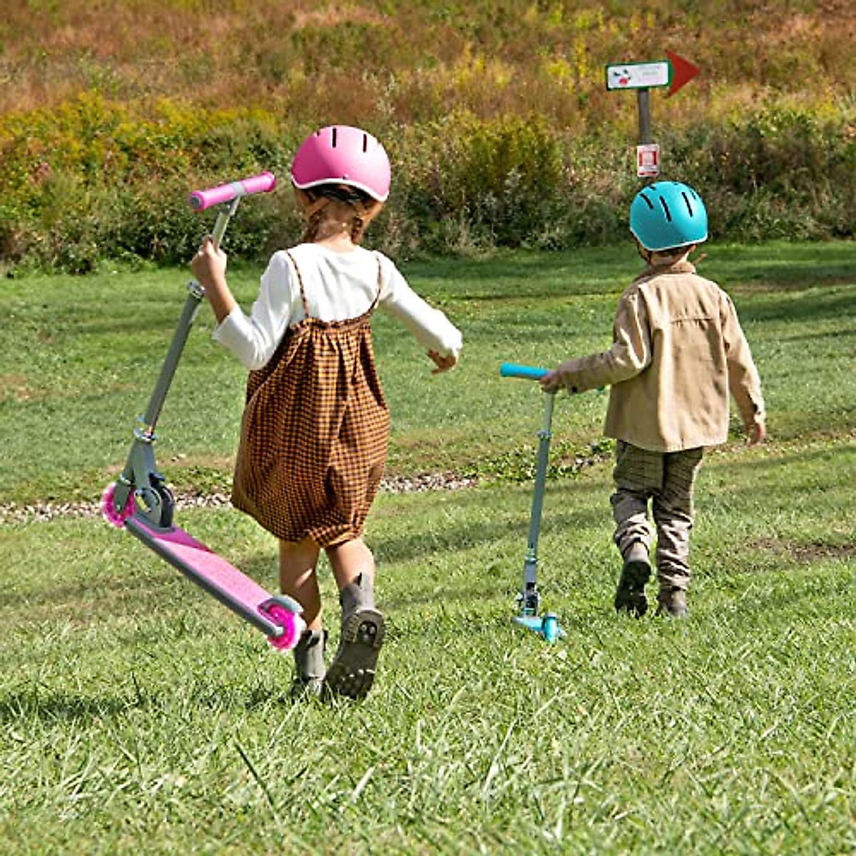 Jetson Scooters - Leo Kick Scooter (Pink) - Collapsible Portable Kids Push Scooter - Lightweight Folding Design with High Visibility RGB Light Up LEDs Wheels and Adjustable Height Handlebars