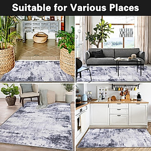 Aruiliya Washable Entryway Rugs Indoor for Entrance Kitchen, 2x4 Small Modern Abstract Non Slip Area Throw Rug for Laundry Dining Living Room, Door Mat Carpet for Entry Floor Outdoor, Light Grey