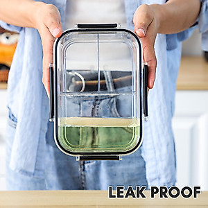 Moretoes 3pcs 36oz Meal Prep Containers Reusable, Airtight Food Storage Containers with Lids, 3 Compartment Plastic Stackable Storage for Freezer Lunch(3 Containers, 3 Lids, BPA-Free)