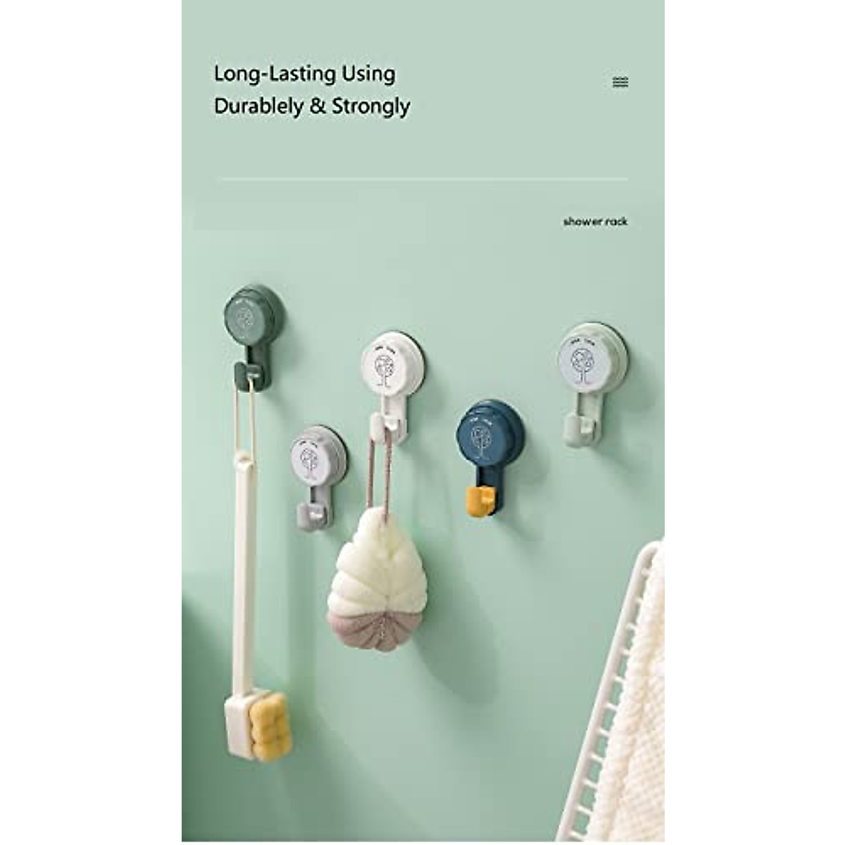 LinkJoy Suction Hooks Strong Vacuum Suckered Holders,Heavy-Duty Utility Hanger for Bathroom Towel,Robe,Loofah,Kitchen Utensils,Rotatable&Reusable Hooks for Bags,Coat,Decorations,Pack of 2 (White)