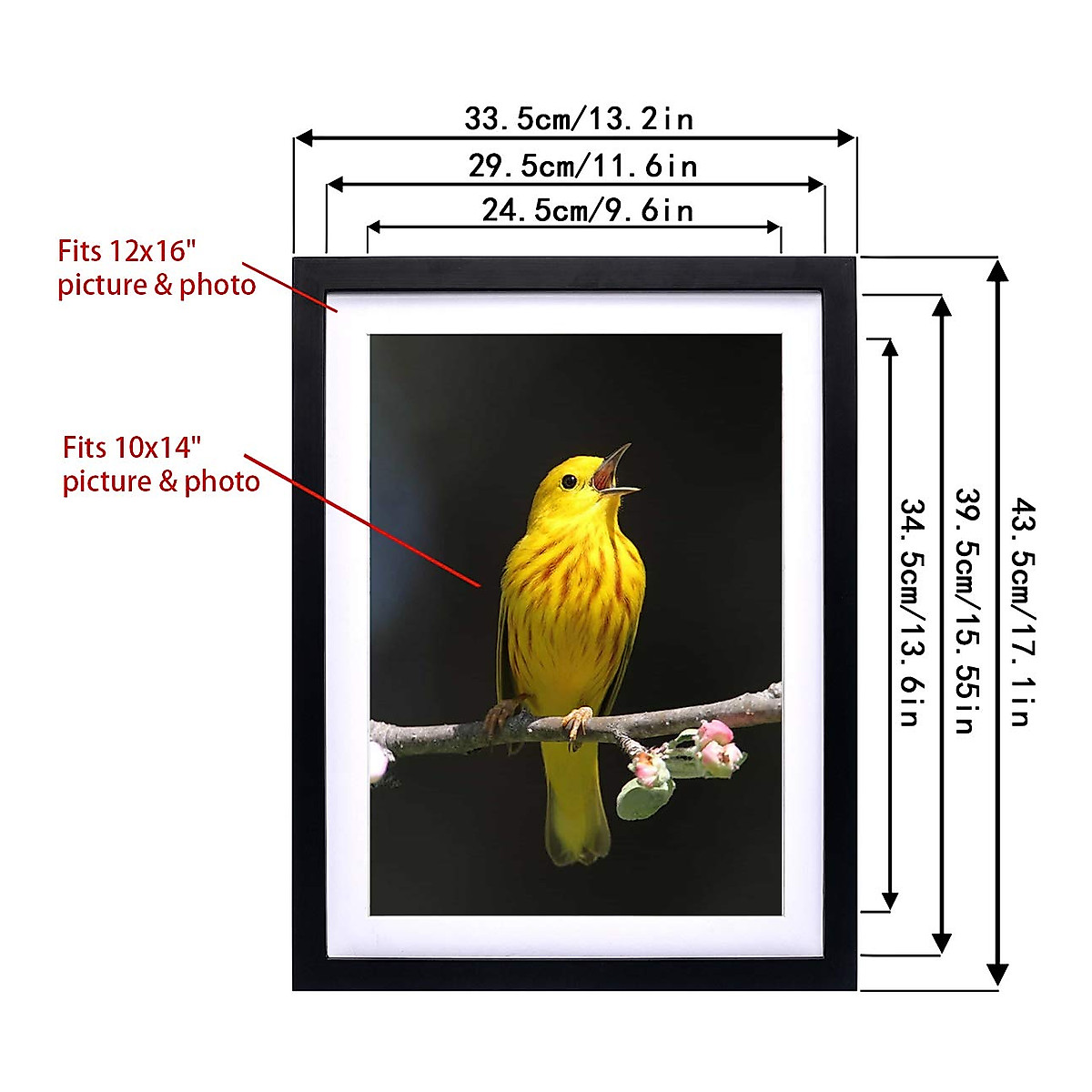 WKDP 12x16inch Frames for Diamond Painting Picture 30x40cm Diamond Art Frame 10x14inch/25x35cm with Mat or 12x16inch/30x40cm Canvas Size without Mat, Poster Frame Photo Frame Wood Frame Black (FK002)