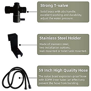 Handheld Bidet Sprayer for Toilet, Hand held Stainless Steel Toilet Bidet Sprayer Kit, Hose with Anti-Leak Hose&High Pressure, for Personal Hygiene, Toilet Clean (A)