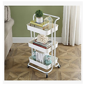 BHVXW Mobile Kitchen Shelf Trolley Household Storage Shelf with Wheeled Trolley (Color : OneColor, Size : 87 * 42 * 35cm)