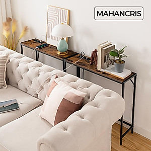 MAHANCRIS Console Table with Power Station, 30.1” Entryway Table, Behind Sofa Table, Industrial Style, Outlets and USB Ports, Sturdy, for Living Room, Entryway, Foyer, Corridor, Rustic Brown CTHR76E01