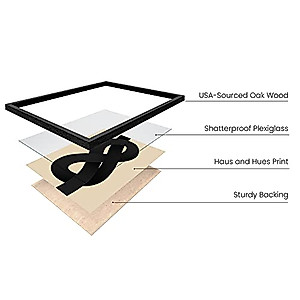 HAUS AND HUES Black and White Abstract Wall Art - Neutral Wall Art Modern Midcentury Modern Art | Black and White Artwork for Walls Modern Neutral Wall Decor Minimal Wall Art, Framed Beige – 12x16