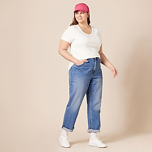 Amazon Essentials Women's Slim-Fit Short-Sleeve V-Neck T-Shirt, Pack of 2, White, Large