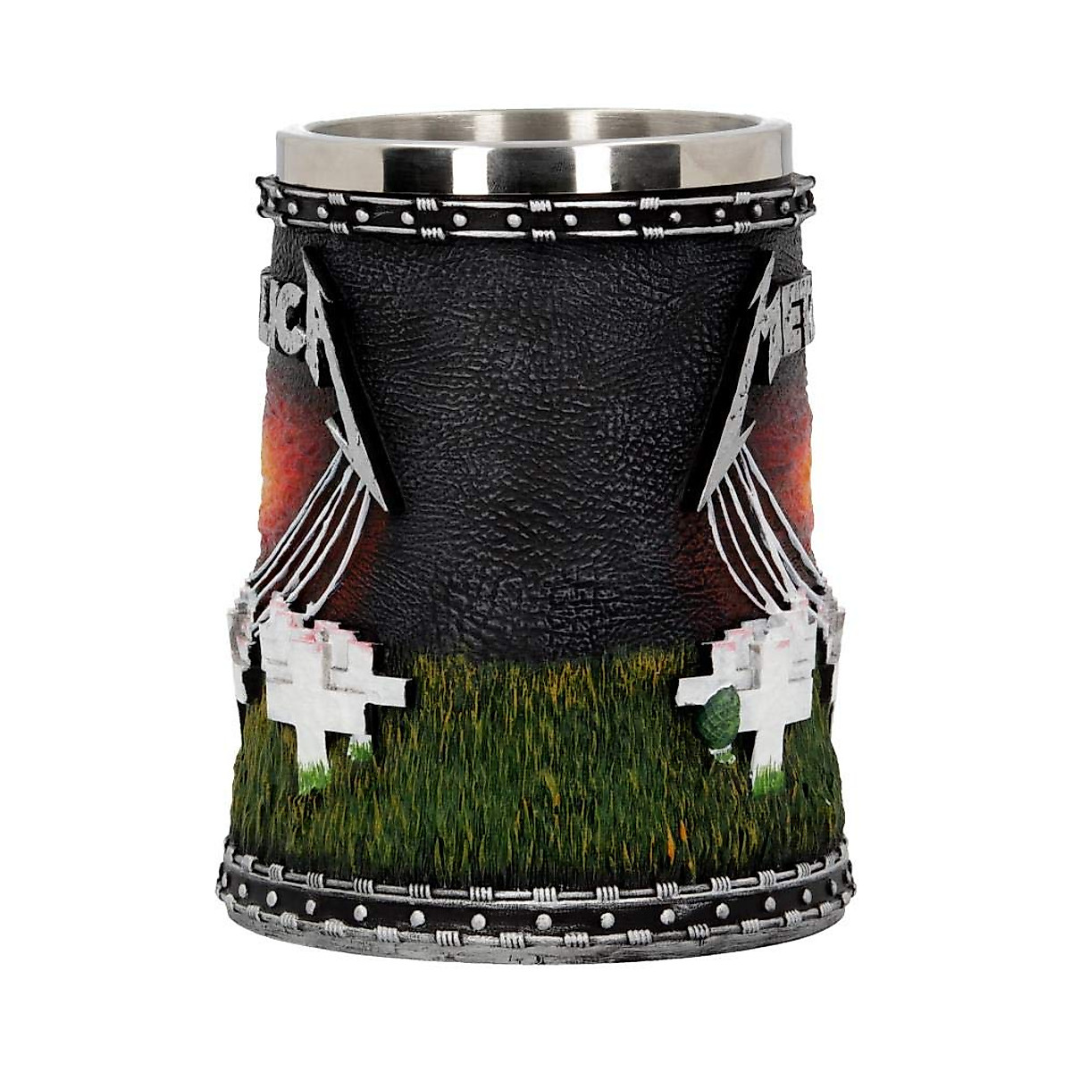 Nemesis Now Metal Band Tankard, Hand-Painted Beer Mug, Removable Stainless Steel Insert, Hard Rock Music Fans Collectible Merch, 16cm - Metallica Master of Puppets