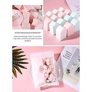 25 PCS Makeup Blenders Sponges Set, Use for Dry and Wet, Perfect for Full Face Curve Blending, Cream, Liquid, Powder Foundation Cosmetics, Latex Free & Soft & Flexible, Pentagon
