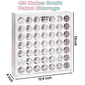 ZENFUN 2 Packs Craft Paint Storage Organizer, Craft Paint Rack Organizer with 49 Holes for Miniature Paint Set, Vertical Paint Rack Stand Wall-Mounted, 2oz Craft Paint Holder for Apple Barrel, Folkart