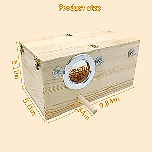 PINVNBY Natural Wood Parakeet Nesting Box Budgie Breeding Box Acrylic Bird Nest for Cage Transparent Panoramic for Parrots, Cockatiels, Lovebirds, Canaries and Other Small Birds