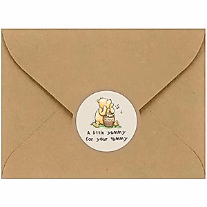 Classic Winnie The Pooh Stickers, A Little Yummy for Your Yummy Stickers, Perfect for Baby Showers, Wedding Favors,Honey Jar, Party Favors 32 PCS