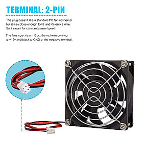 KEYFANCLUB 80mm x 25mm 12v Fan 2-Pin Replacement for Computer Case RV Refrigerator Power Supply Greenhouse Electronic Box Cooling