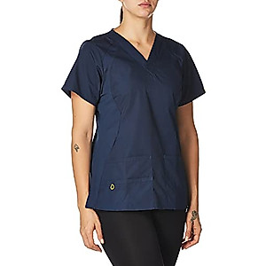 WonderWink Womens Origins Lima Plus Size Women's Top Medical Scrubs Shirt, Navy, XX-Large US