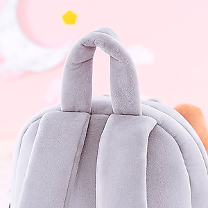 Gloveleya Cat Backpack Toddler Backpack Soft Plush Backpack with Plush Doll Gray
