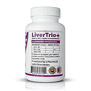 LiverTrio+ Comprehensive Liver Support Supplement for Large Dogs. Flavorful Chewable Tablets Combining Same, SPC, Silybin A+B, + Glutathione 30Ct (Large)