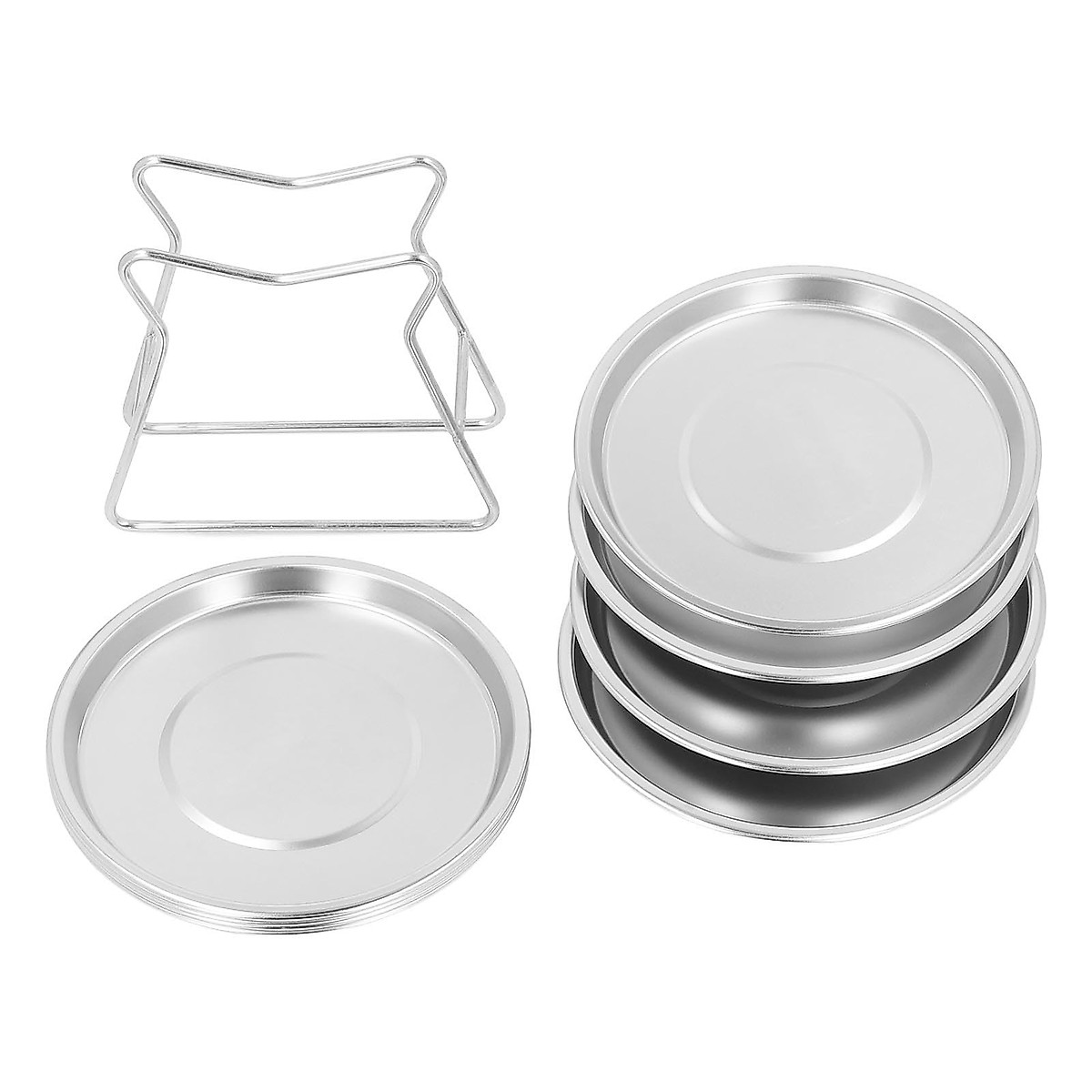Small Dinner Plates, 8Pcs 304 Stainless Steel Round Spit Bone Dish Plate Set for Snacks, Side Dishes, Multifunctional Use