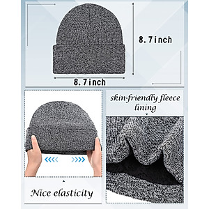 SATINIOR 6 Pieces Winter Warm Knit Beanie Hat Touchscreen Gloves Scarf Set Fleece Lining Skull Caps Neck Scarves, Black, Gray, One Size