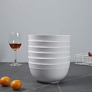 MARJOY Melamine Bowls Set of 6, Soup Bowls, Cereal Bowl, Chip Resistant, Dishwasher Safe, 23 Ounce