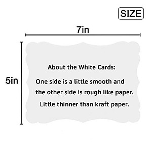 50 Pack Blank Kraft Cards Cardstock Thick Paper Brown Greeting Cards for DIY Gift Card Menus, Baby Shower and Wedding Invitations (5x7IN, White)