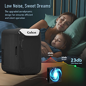 CALEN Mini Fridge with 2 Bottles, 6L/8 Cans Mini Fridge for Bedroom, Skincare Fridge 110V AC/12V DC Small Refrigerator for Food, Beverages, Cosmetics, Portable Mini Refrigerator for Office, Dorm, Car