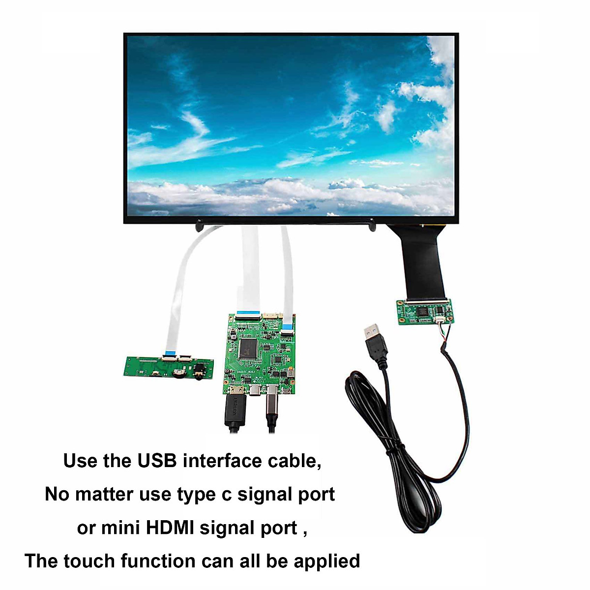 FanyiTek 13.3" Touchscreen Monitor,13.3 inch 1920x1080 FHD IPS Touch Sensor Screen and USB Type C Mini HDMI eDP Controller Board