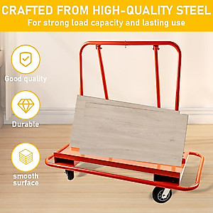 Yeeoy Drywall Sheet Cart, 3000 LBS Heavy Duty Drywall Sheet Cart, Panel Dolly Cart with 4 Swivel Wheels, Lumber Cart Handling Wall Panel Sheetrock Lumber for Garage Home Warehouse