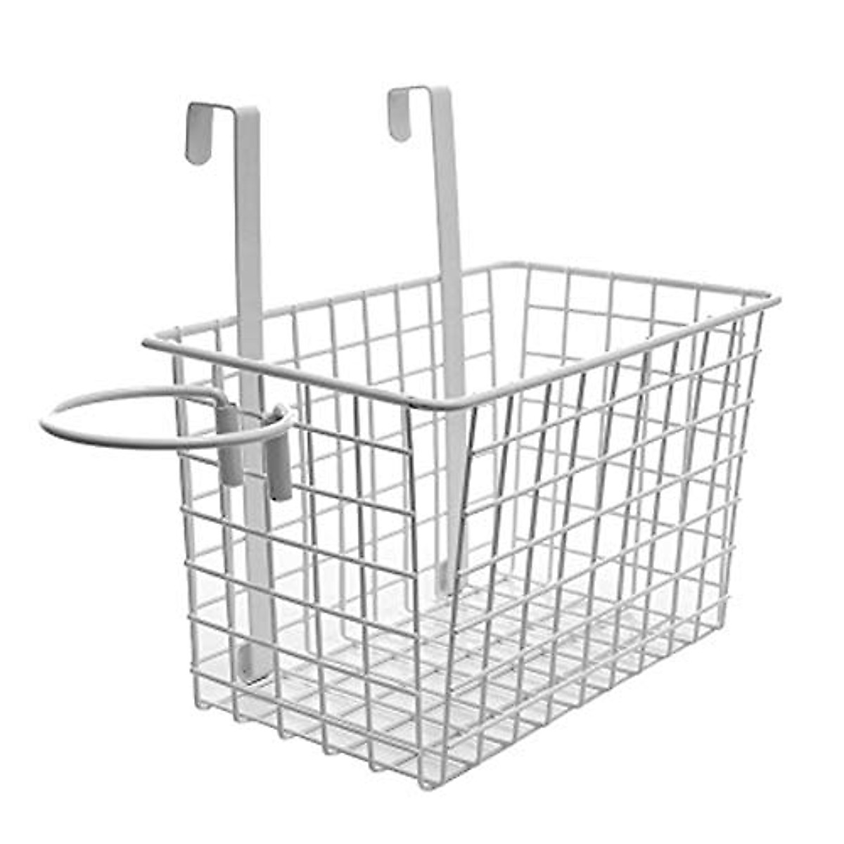 Bathroom Hair Dryer Holder, Kitchen Wall Mount Towel Rack Storage Basket Over The Cabinet Door Organizer Holder, Hanging Care Sundries Organization(White)