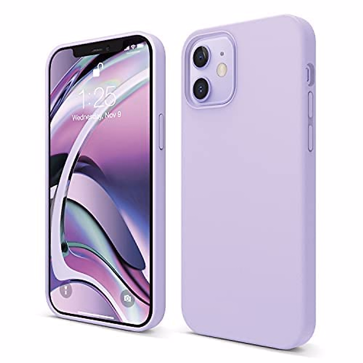 elago Compatible with iPhone 12 Case and Compatible with iPhone 12 Pro Case 6.1 inch, Liquid Silicone Case, Full Body Protection (Screen & Camera Protection), Soft Microfiber Lining - Purple