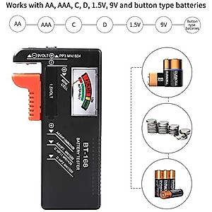 MZD8391 All-in-1 Battery Tester, Universal Battery Checker for AA AAA C D 9V 1.5V Button Cell Batteries Household Batteries (No Battery Required for Operation) (1)