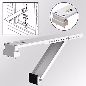 Ivation Universal Air Conditioner Support Bracket | 19” Easy-Install Adjustable Platform for AC Units Up to 170 Lbs. | Support Leg with Rubber Foot, Built-in-Level & Extenders for All Window Types