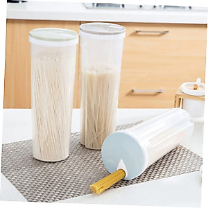 KICHOUSE Container Blue Pasta Tall Noodle Jar Beans Spaghetti Airtight Plastic for Food Containers Holder Cereal Kitchen Noodles Lid Multifunction Sealed Nuts Utensils Storage With Clear