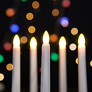 7.9 Inch Christmas Window Candles with Timer and Remote, Flameless Taper Candles Battery Operated, LED Floating Flickering Candles with Removable Candlesticks and Suction Cups for Home Decor(White)