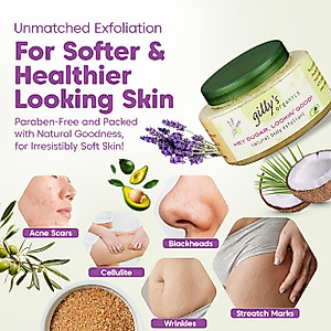 Gilly's Organics Sugar Scrub – Natural Scrubs with Lavender, Coconut, Avocado, Sweet Almond Oil – Gentle Exfoliating and Deeply Hydrating Body Scrub for Women and Men – 8oz Organic Sugar Scrub