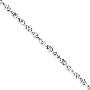 Gem Stone King White Moissanite Tennis Bracelet For Women in 925 Sterling Silver | 1.76 Cttw | Round 2.5MM | 7 Inch