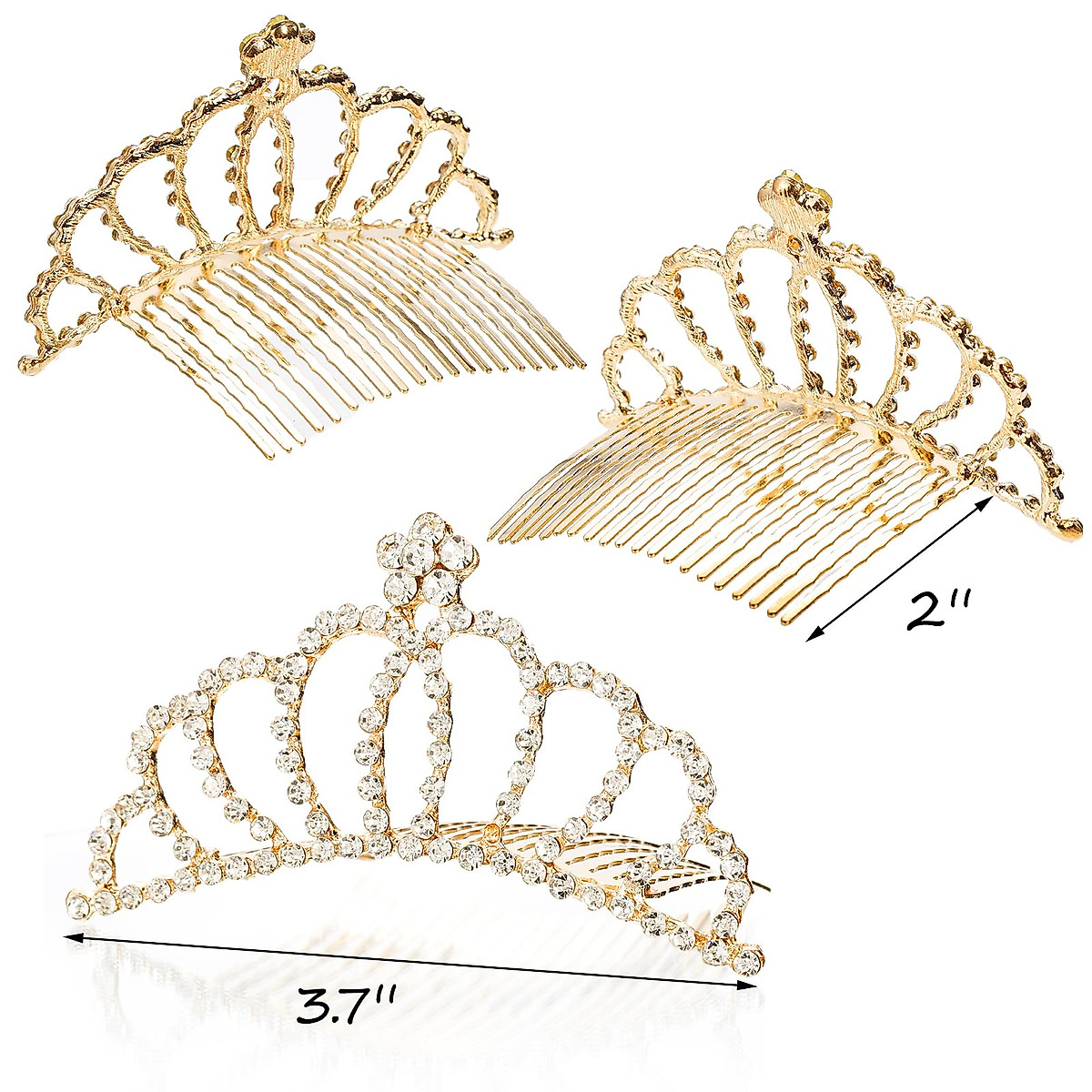 Lyellfe 6 Pack Girls Princess Tiara Crown, Crystal Rhinestone Headbands with Comb, Gold Tiaras and Crowns Hair Accessories for Girls, Birthday Party, Proms, Gifts