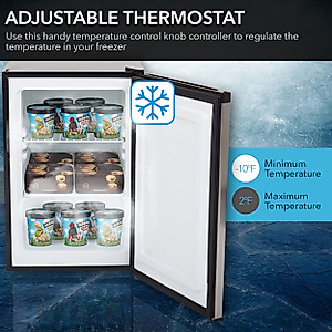 Whynter CUF-210SS Mini, 2.1 Cubic Foot Energy Star Rated Small Upright Freezer with Lock, Stainless Steel, Black & BLACK+DECKER EM720CB7 Digital Microwave Oven with Turntable Push-Button Door, Child