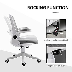 Vinsetto Linen-Touch Fabric Office Chair Swivel Task Chair with Adjustable Lumbar Support, Height and Flip-up Arms, Grey