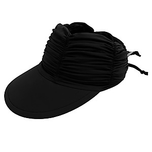 Koreshion Women's Sun Visor Hat Wide Brim Summer UPF 50+ UV Protection Visor Hat Adjustable Beach Golf Sport Visor Cap Black