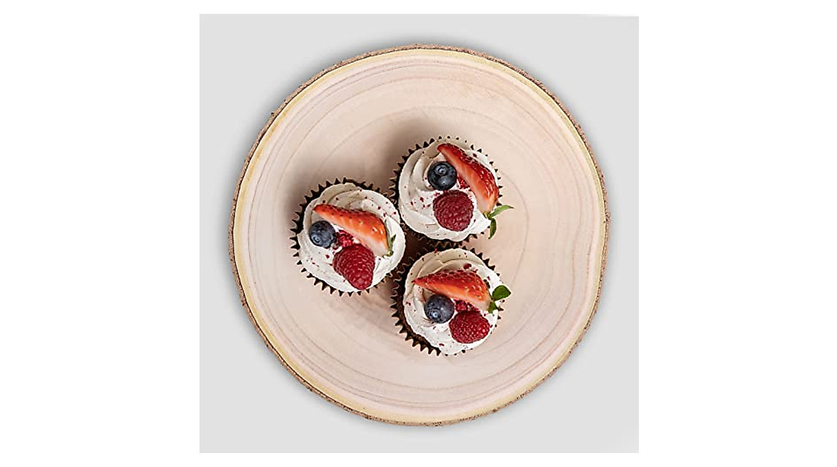 Caydo 10 Large Wood Slices & Table Card Holders for Weddings & Decor