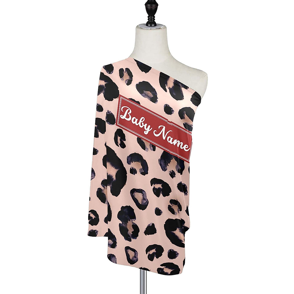 Personalized Baby Car Seat Cover Custom Name Nursing Cover Leopard Breastfeeding Scarf Newborn Essentials for Baby Boy