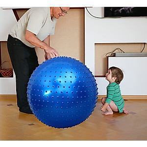 Large Sensory Massage Ball for Kids, 33.5" 85CM Bouncy Exercise Ball for Toddlers, Big Inflatable Ball with Tactile Spikes, Outdoor Ball Pool Ball Yoga Ball, Large Beach Ball (1 SET BLUE BALL)