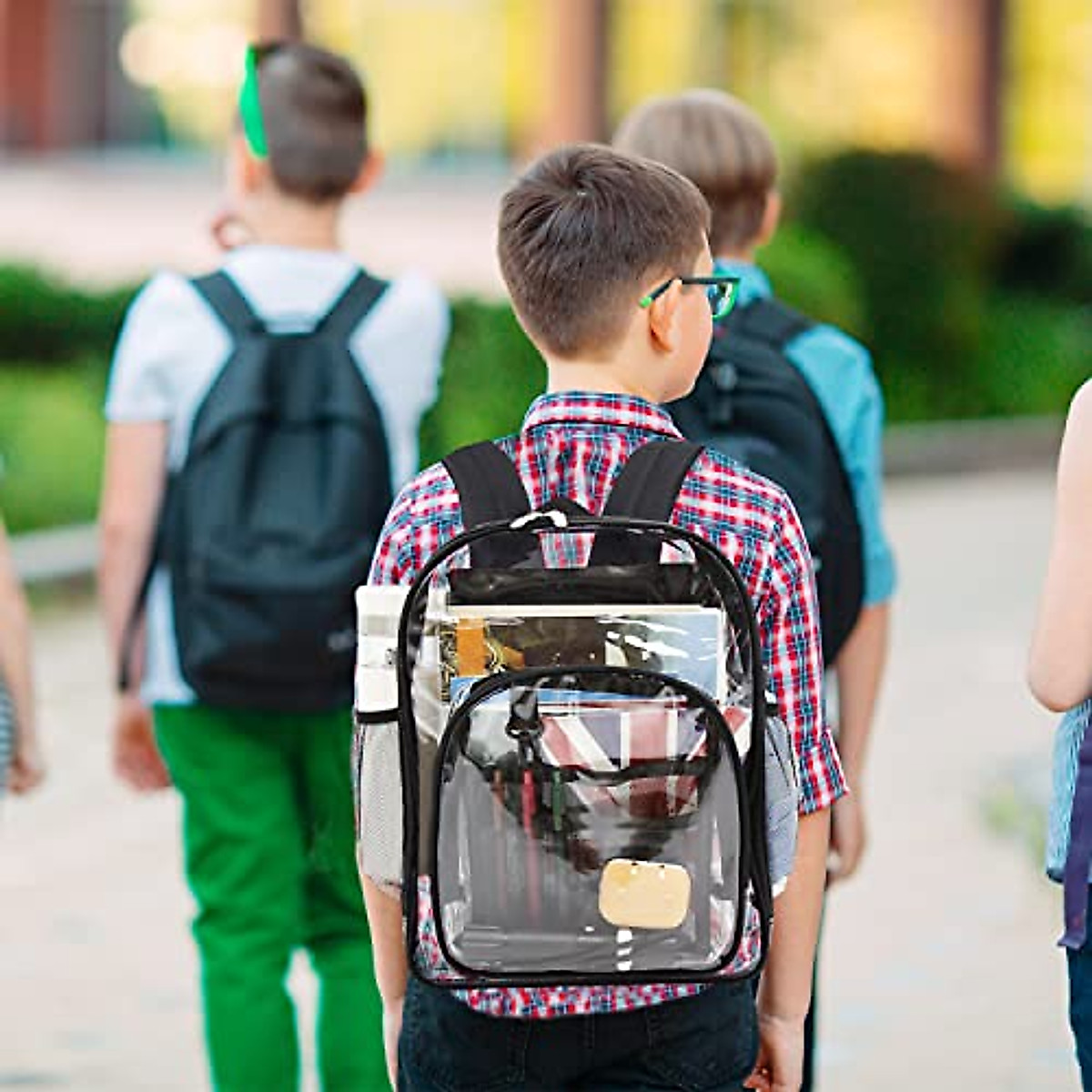 ELEKFINE Clear Backpack, Heavy Duty PVC Clear Bag Stadium Approved - Clear Book Bag for School, Work, Travel, Security, Festival, College (12 Inch)